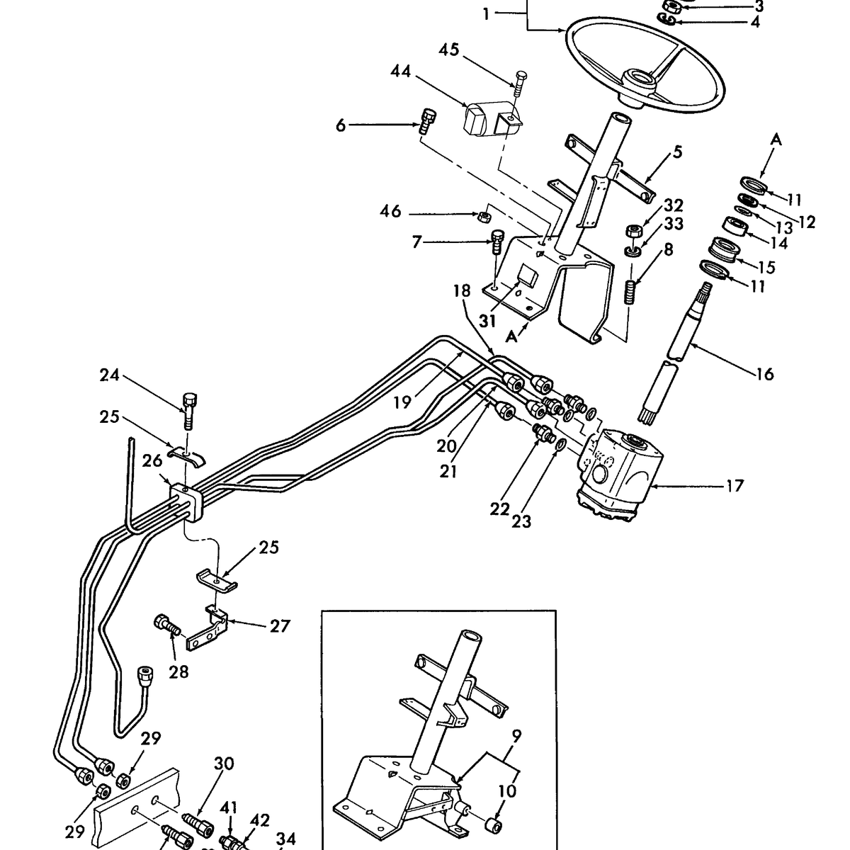 TC30 03C01 STEERING COLUMN GEARBOX & PIPING (W/ POWER STEERING) — BRIM:PARTS_NEW-HOLLAND_1