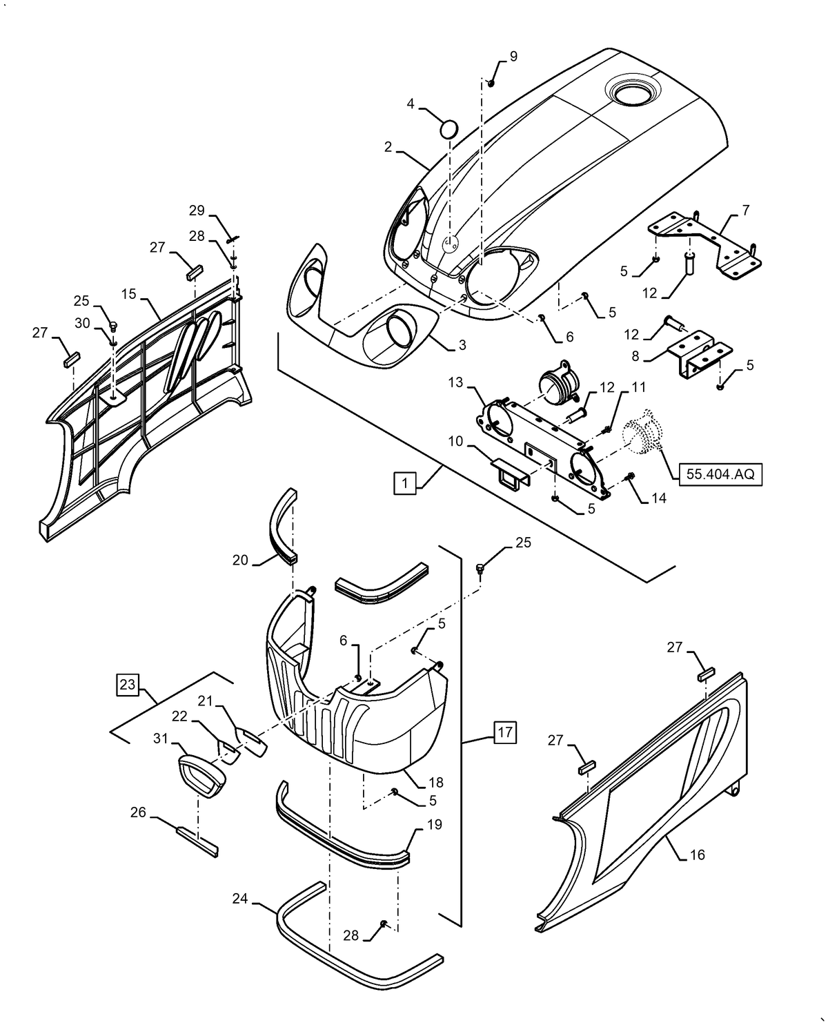 Boomer 25 GRILLE | Part# MT40254219 — BRIM:PARTS_NEW-HOLLAND_1