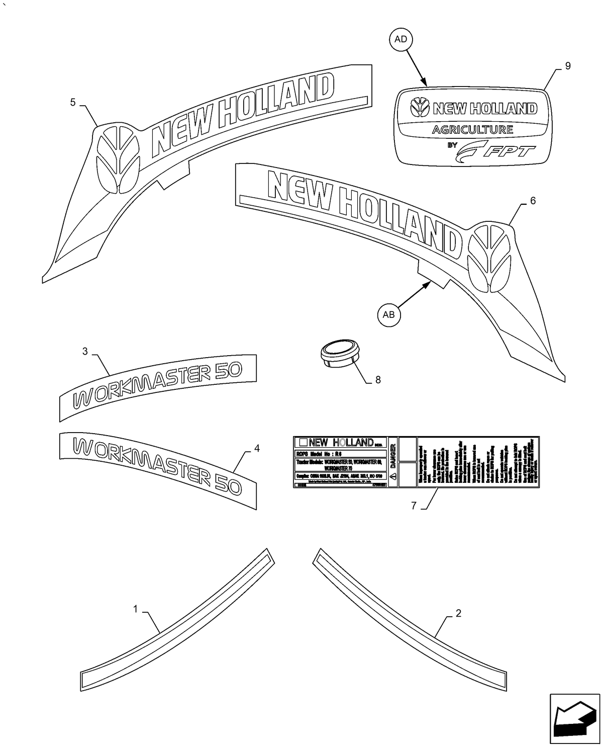 Workmaster 50 DECAL | Part# 47765217 — BRIM:PARTS_NEW-HOLLAND_1