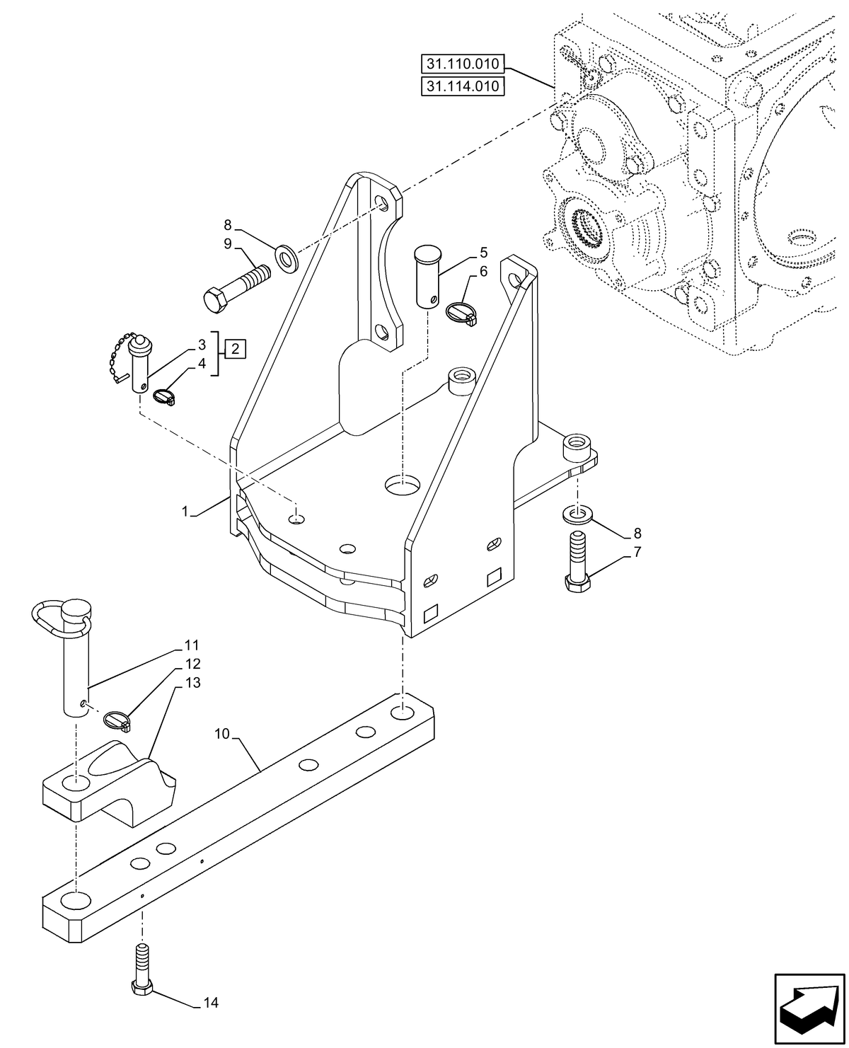 New Holland Powerstar 75 DRAWBAR FRAME | Part# '47695591 — BRIM:PARTS_NEW-HOLLAND_1